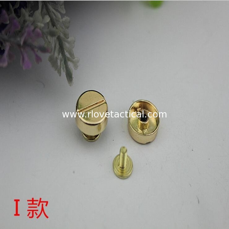 2019 Factory supply wholesale zinc alloy 12 mm gold one word shape pattern metal screw rivets for bags