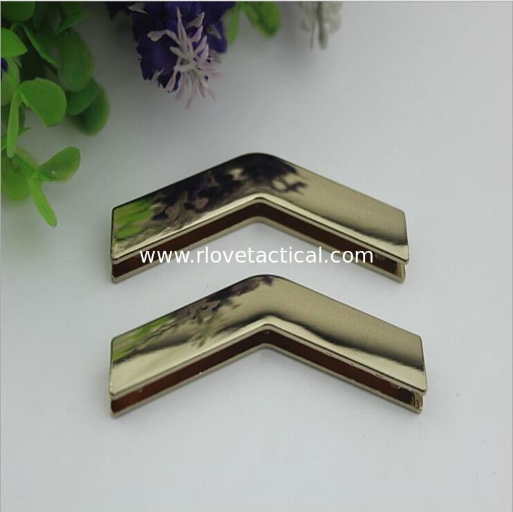 Factory cheap custom light gold 72 mm length handbag metal corner protector