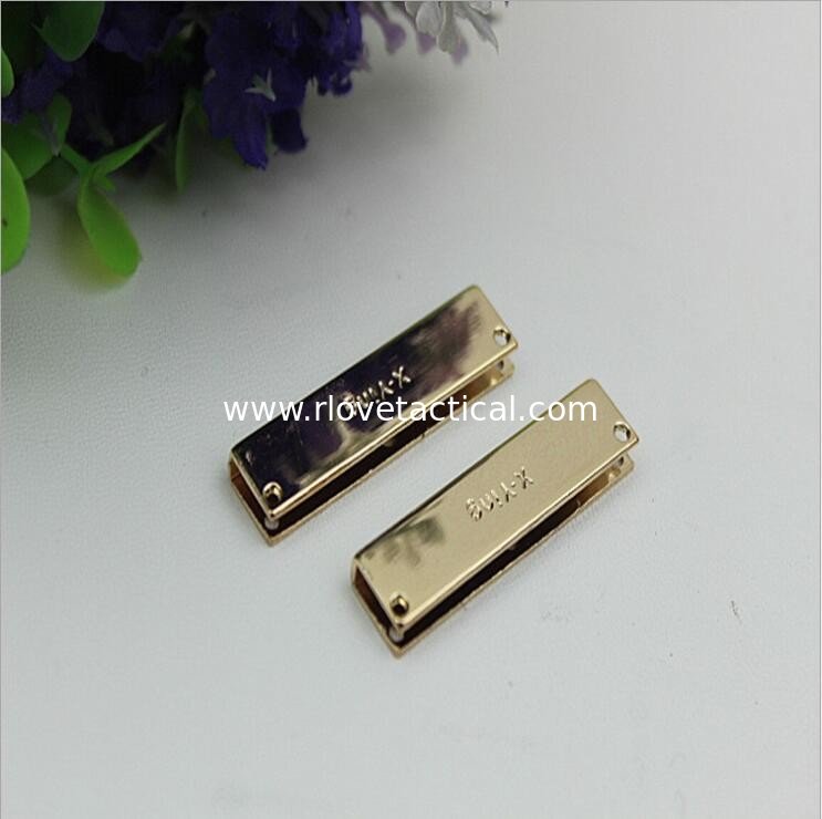 Custom letter logo light gold 40*10 mm decorative corner protector for handbag