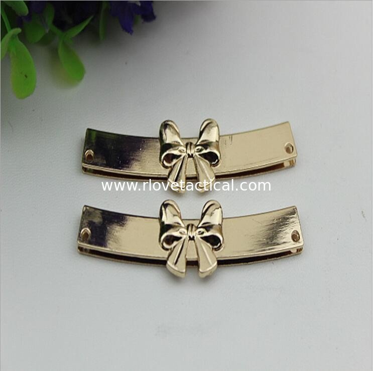 OEM zinc alloy light gold bow-knot shape purse decorative metal corner 65 mm