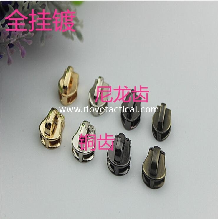 Wholesale high quality clothing accessories zinc alloy various color metal 5# nylon zipper slider