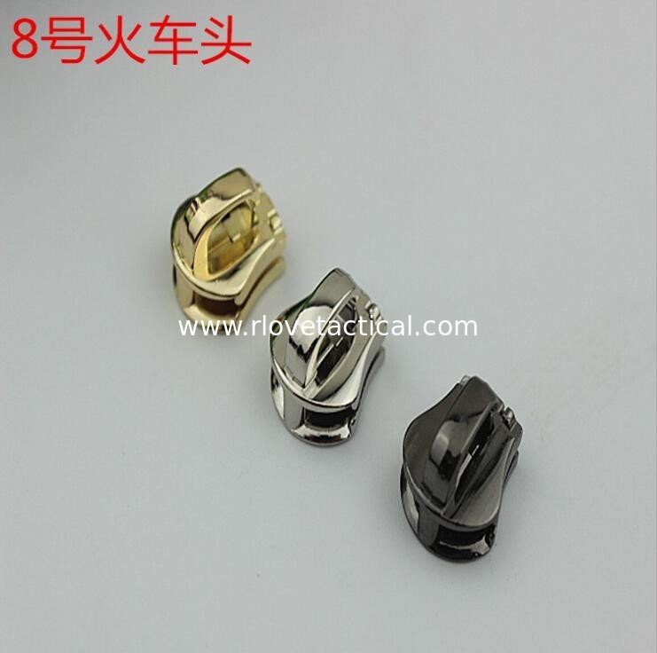 Bag accessories wholesale decorative light gold metal custom zipper sliders 8#
