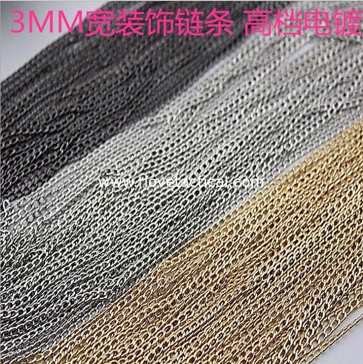 Cheaper iron material 3 mm width gold adjustable metal bag accessories metal chain for handbags