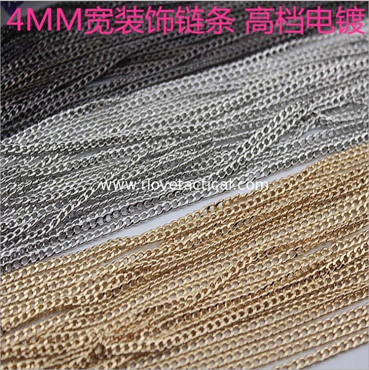 DIY fashion shiny gold / nickel / gunmetal color 4 mm width iron metal luxury chain bag
