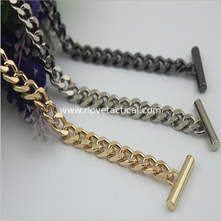 High end iron material 3 color flat shape 8 mm width metal crossbody chain bag