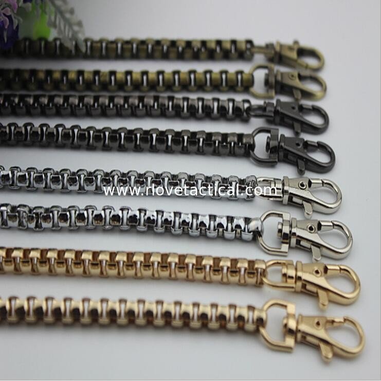 Good quality zinc alloy snap hooks match with iron 120 mm length gold chain for bag