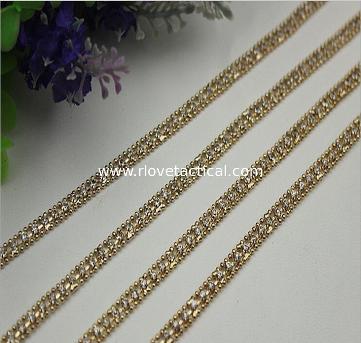 Specialized OEM high end cheap iron diamond decorative 6 mm width bag gold chain