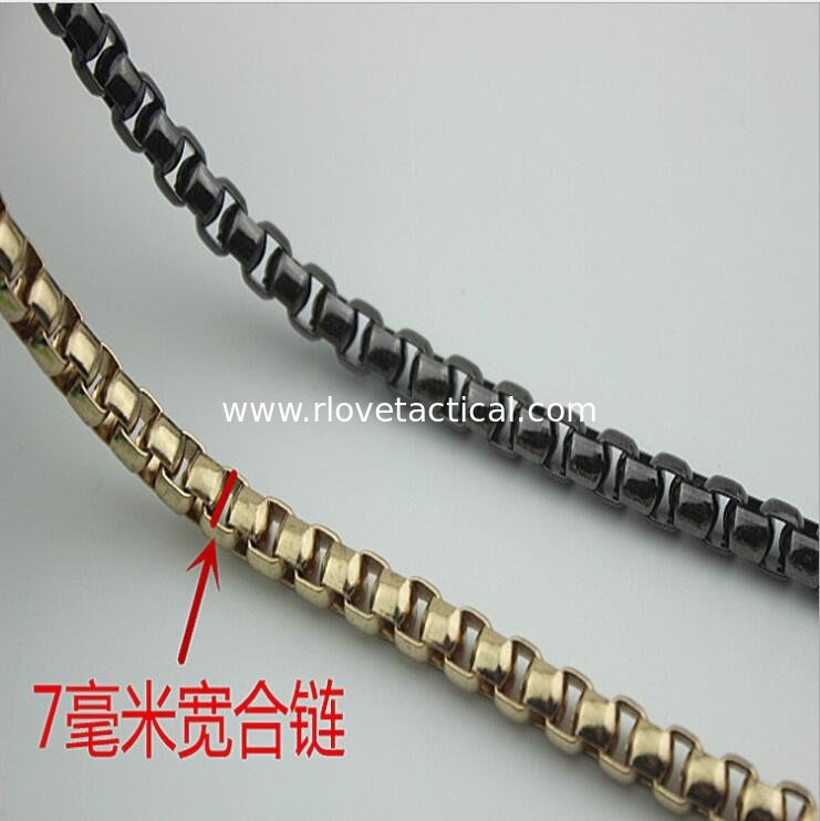 Delicate novelty design 7 mm gunmetal and gold color metal chain for bag