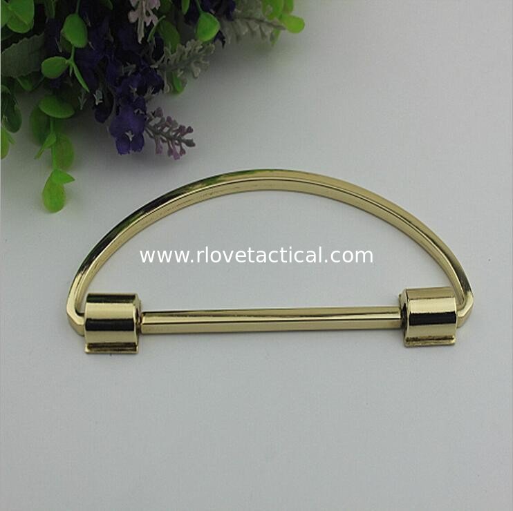 OEM Guangzhou 160 mm length light gold leather bag hardware d ring shape handbag metal handle