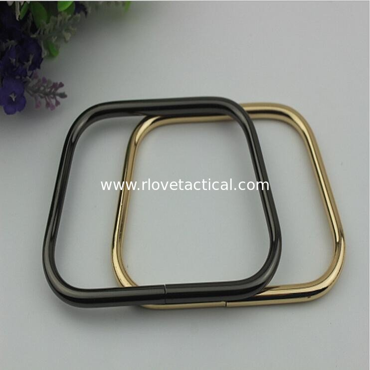 Professional factory high quality fashion zinc alloy square shape gunmetal color handbag leather handle