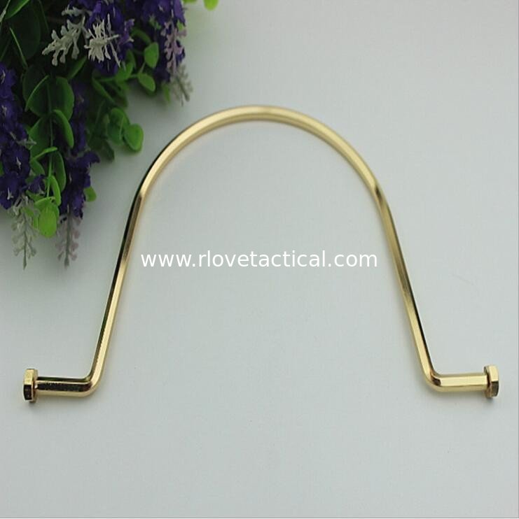 Handbags manufacturers zinc alloy light gold 220 mm length metal handle for handbag accessories
