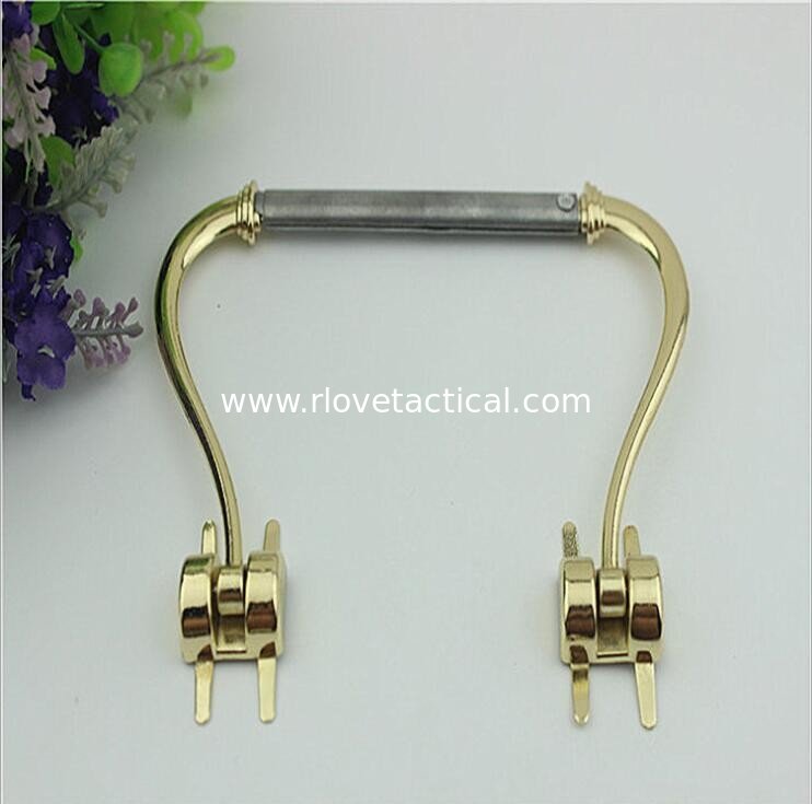 2018 Latest models design light gold 100 mm length leather metal handle for clutch bag