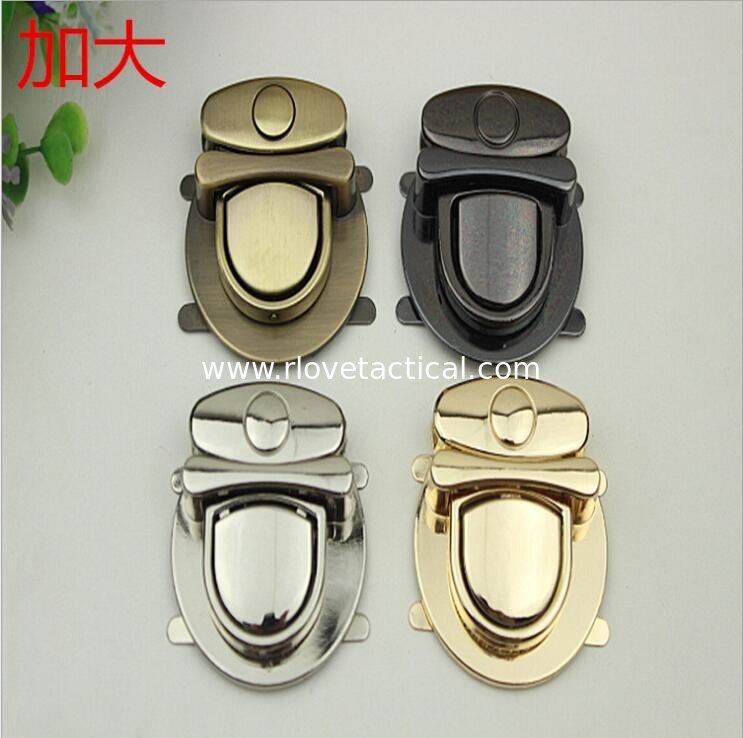 Fashionable handbag hardware zinc alloy nickel color metal push lock for bags