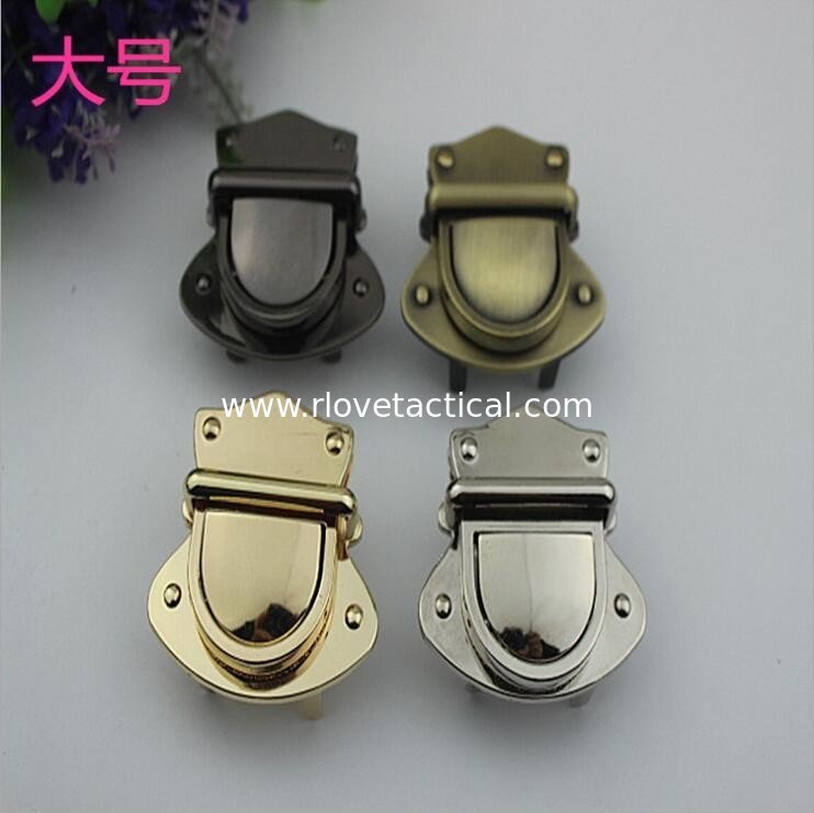 Nickel free bag accessories metal zinc alloy light gold push locks for handbags