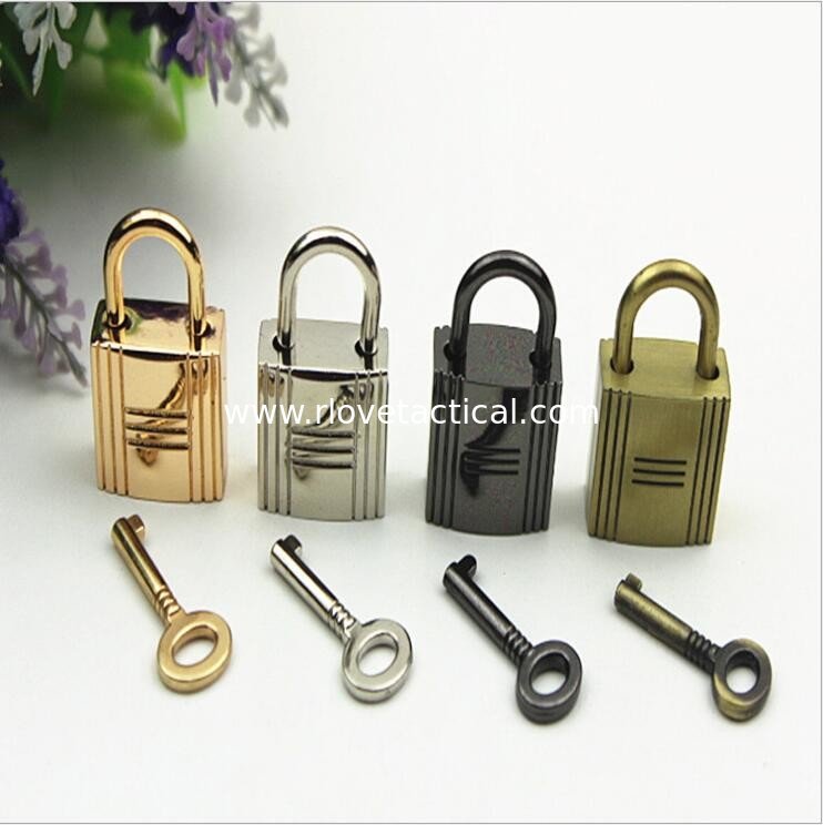 Fashion nickel color zinc alloy metal bag decorative lock with key for handbags