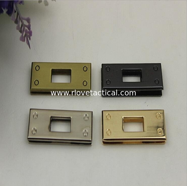 Quality leather craft handbag metal square twist lock accessories with light gold