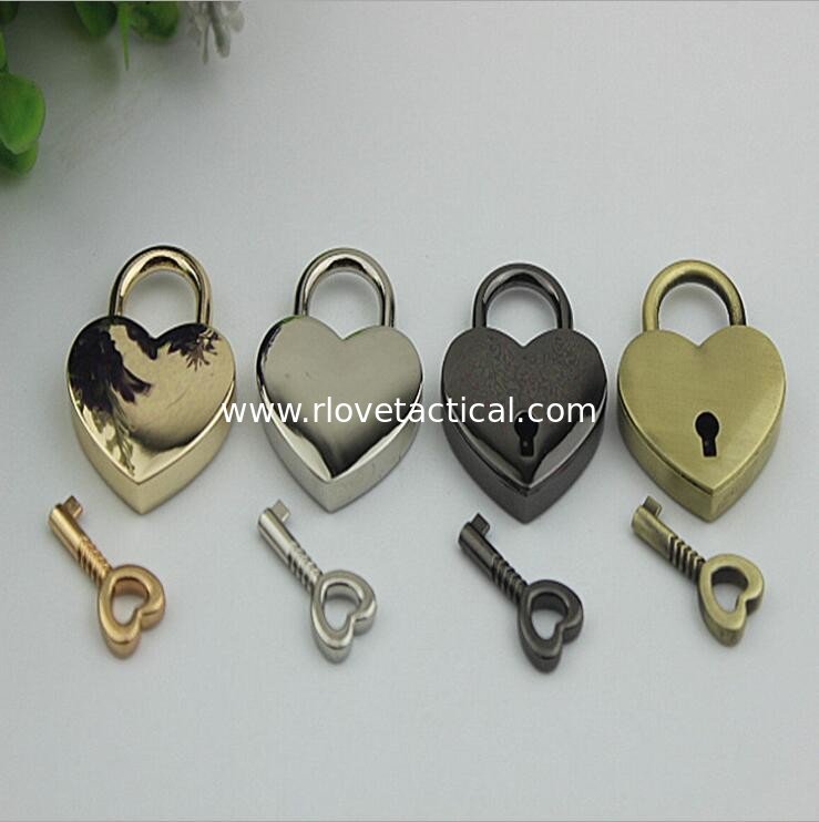 Bag heart-shaped shape light gold hardware decorative wedding padlock luggage hanging concentric lock