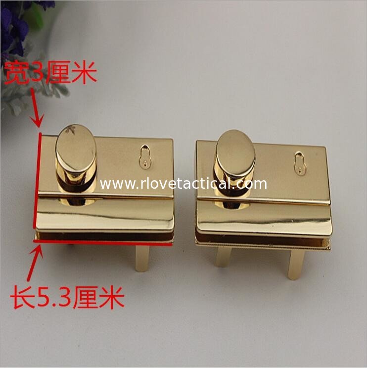 New fashion light gold zinc alloy metal bag hardware rectangle handbag turn lock