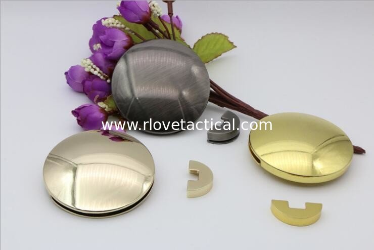 High end shiny gold quality zinc alloy round ring clip turn lock for handbag
