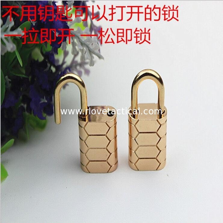 High Quality Light Gold Metal Bag Padlock Decorative Lock Without Keys
