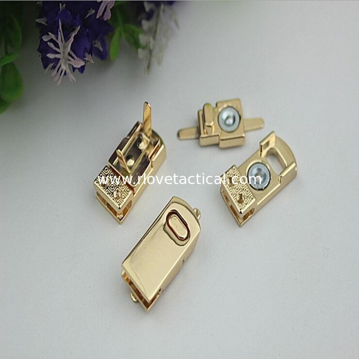 Custom zinc alloy gold metal decorative handbag press lock for purse