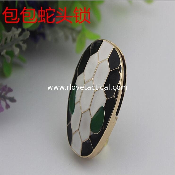 Classical design zinc alloy metal colorful snake head magnetic button bag locks