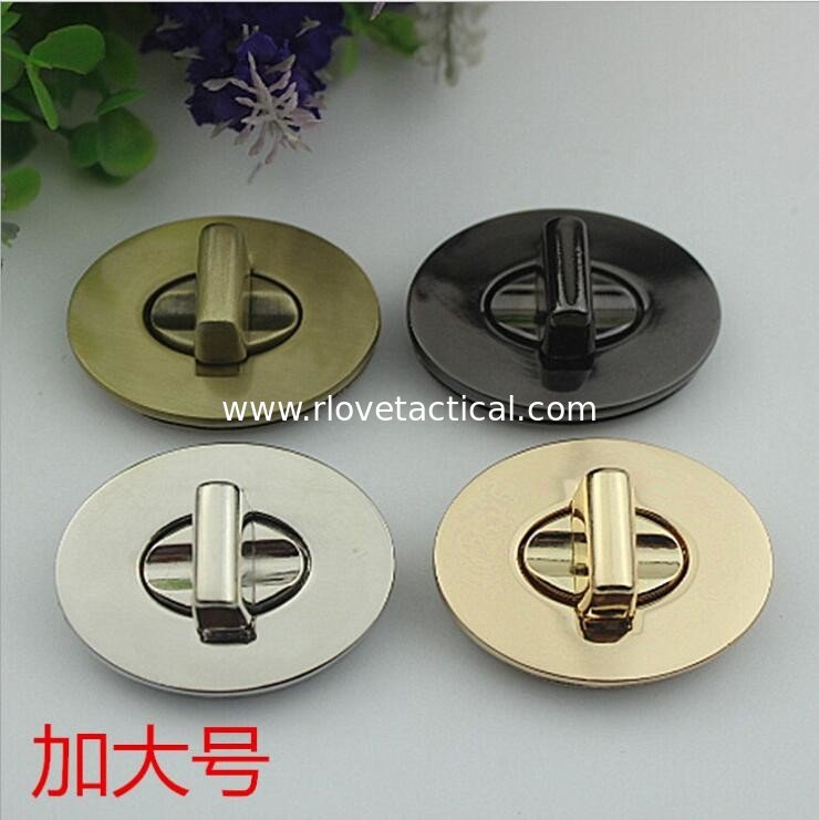 Fashion Shiny Nickel Color Zinc Alloy Metal Oval Twist Lock For Bag