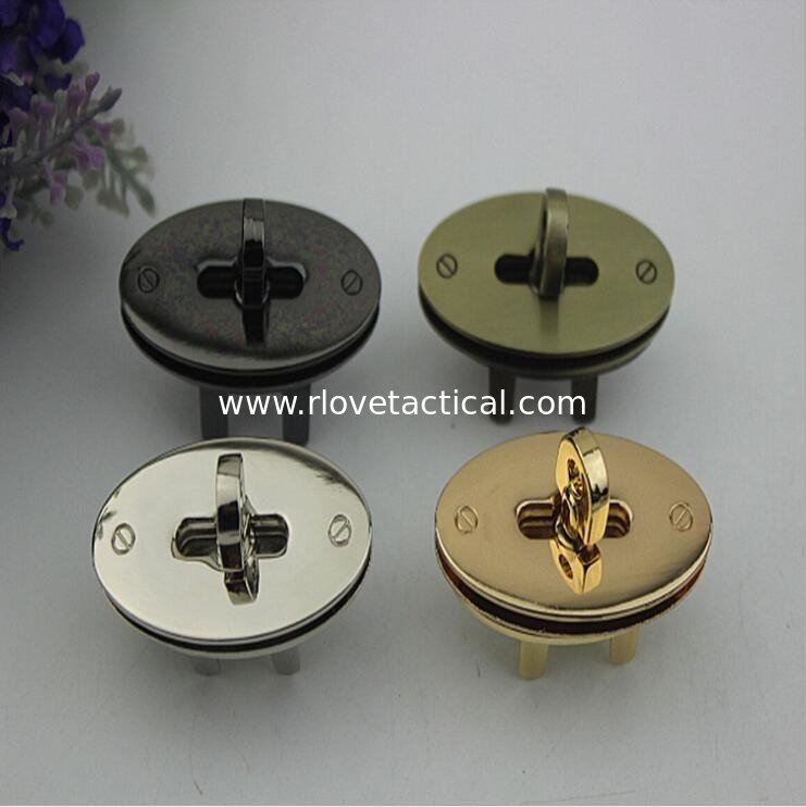 Fashion new style oval shape zinc alloy gunmetal color bag turn locks
