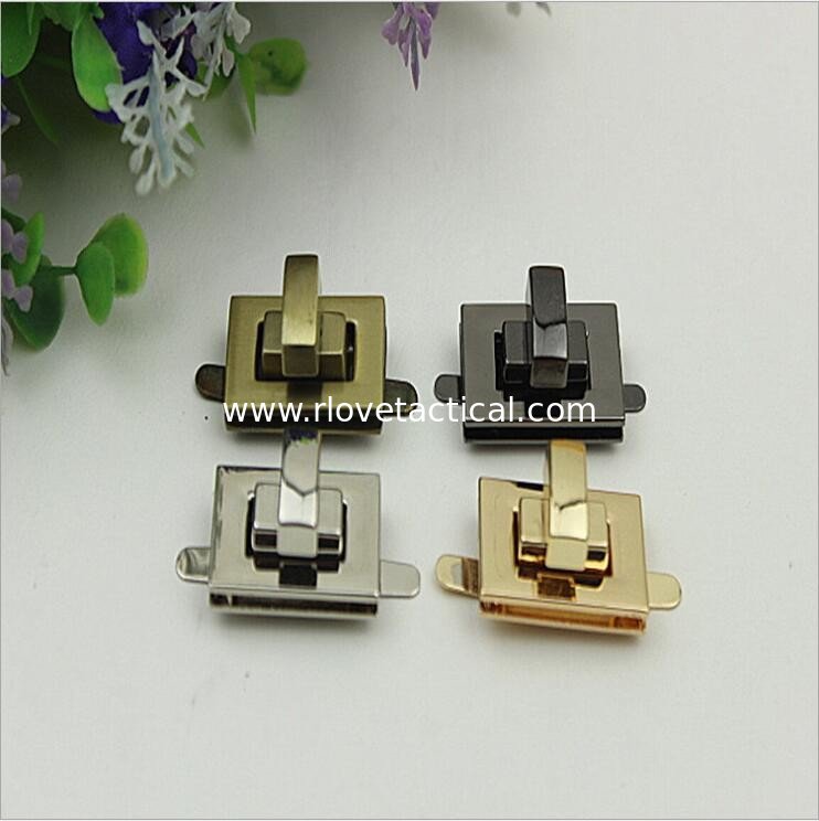 GZ factory production multi-colors square shape zinc alloy bag twist lock hardware