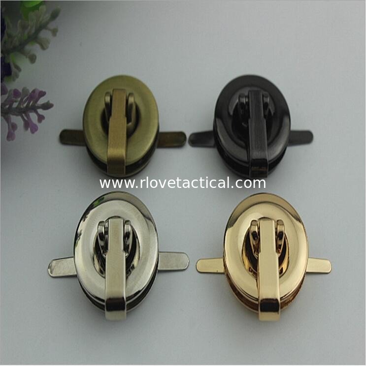 Novelty zipper puller decorative round shape gunmetal color purse twist lock turn lock