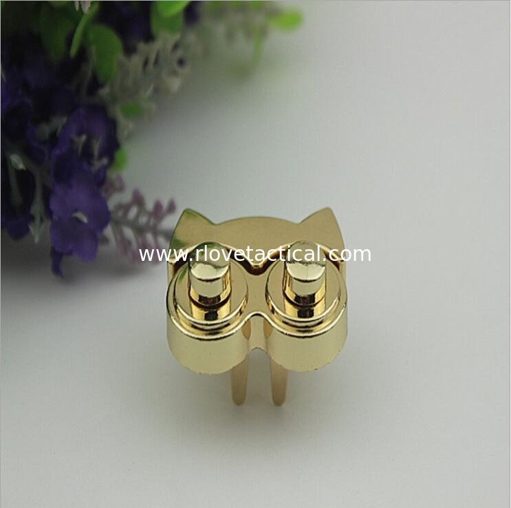 Unique design light gold owl pattern decorative metal press push locks