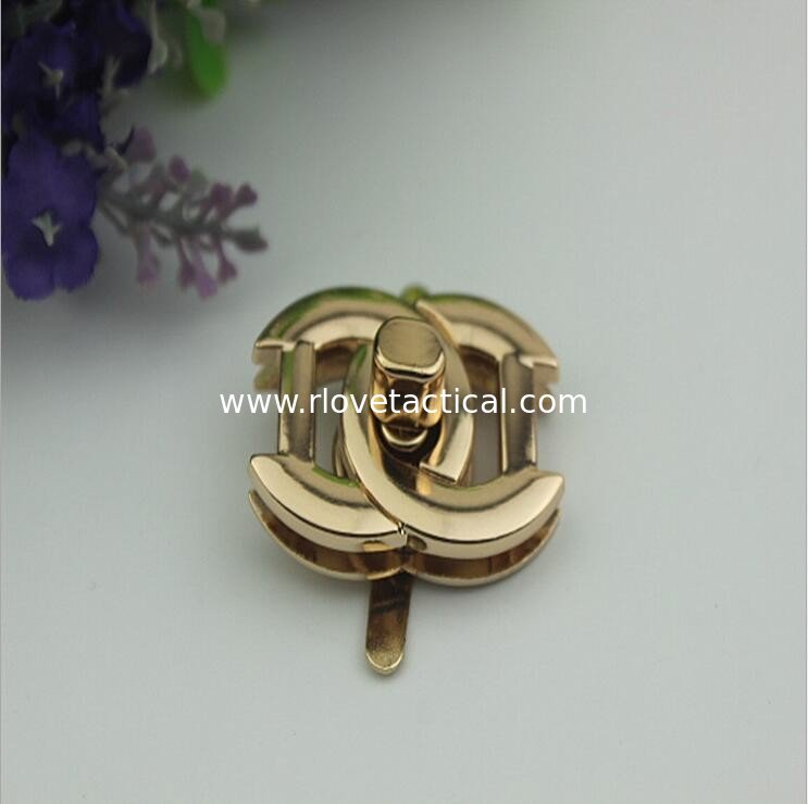 High end design brand metal light gold color bag twist turn locks