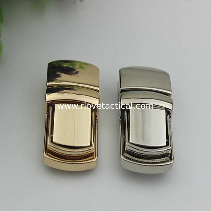 Bag hardware accessory  light gold / nickel metal push lock for handbag