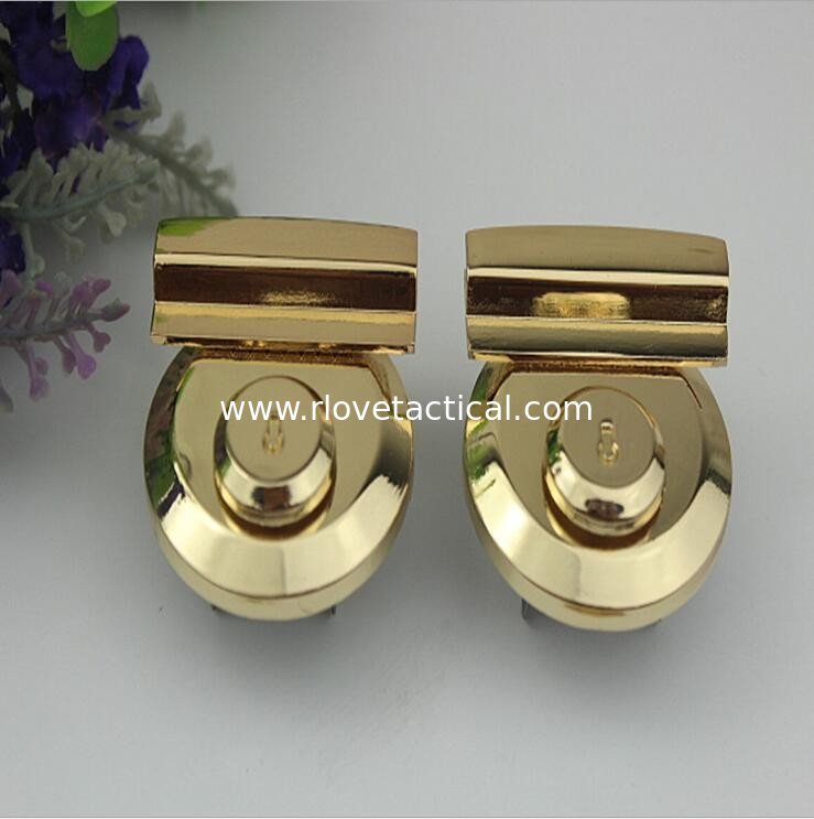 High quality bag hardware accessory gold color snap push lock for handbag