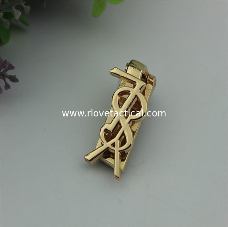 Superb quality custom zinc alloy brand fashion bag gold metal turn locks