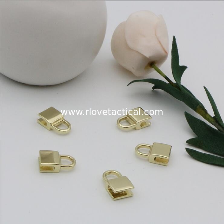 OEM design bag making accessories fashion light gold decorative metal lock parts
