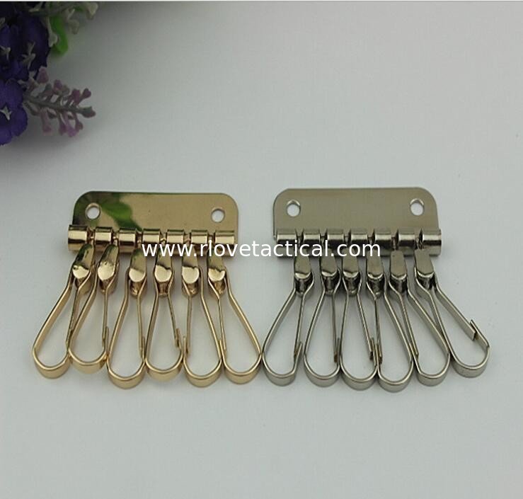 Cheaper Customized Iron Nickel Color Zipper Crocodile Leather Key Case Card Holder Hook 6 Keychain