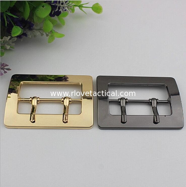 Handbag hardware accessories zinc alloy gunmetal color square 2 inch double pin belt buckle