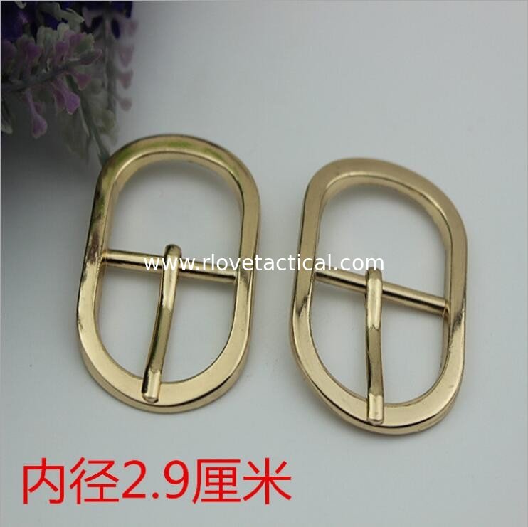 Shoes hardware accessories zinc alloy 29 mm shiny gold oval shape metal pin buckles for belt