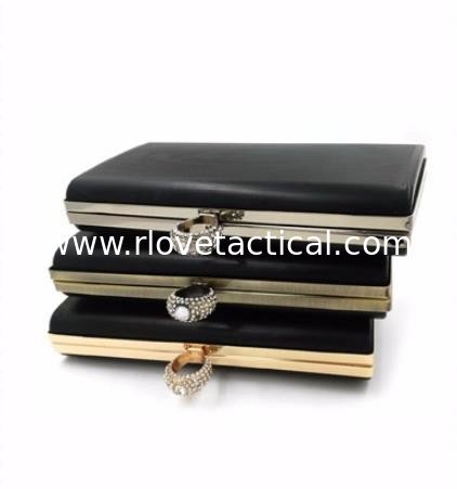 Fashion design 12*22 cm gold color rectangle shape metal box purse frame