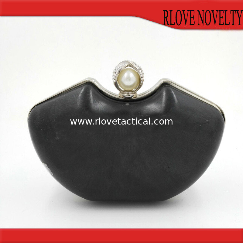Handbag hardware custom nickel color pearl decoration head metal box clutch frame purse frame