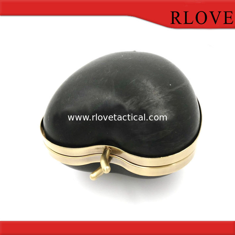 2019 Fashion apple shape gold color metal box purse frame with plastic shell