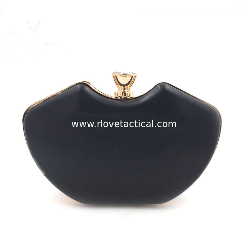 New design gold color evening bag box metal frame with diamond lock 12*21 cm