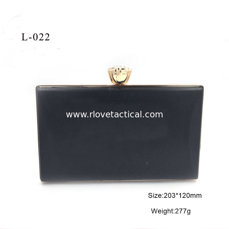 Square gold color clutch bag metal purse frame with plastic box