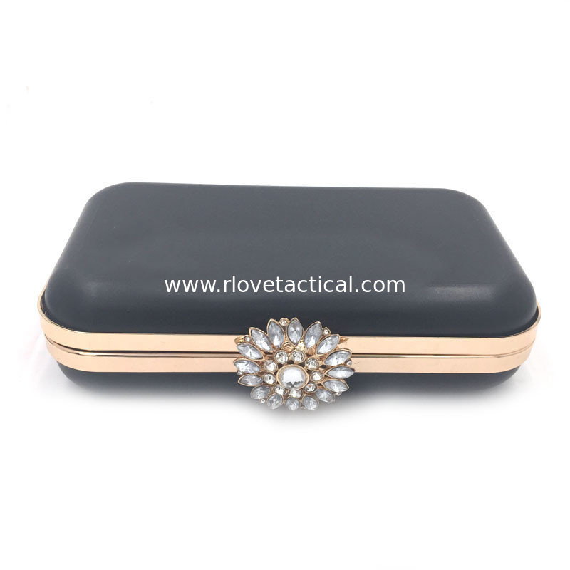 Rectangle shape gold flower lock metal purse frame plastic box for purse