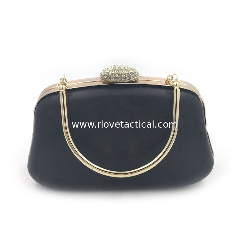 New design diamond decoration gold handbag box clutch frame for ladies purse