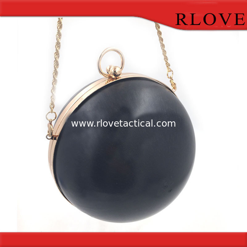 Fashion hardware accessories custom gold round shape evening bag plastic box metal frame