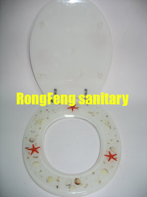 sea star shell toilet seat,poly resin decorated seat cover,color box,zinc alloy hinge