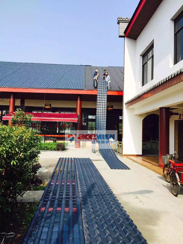 Automatic 2 Layer Glazed PVC Tile Making Machine for Roofing , High Speed and Long Life