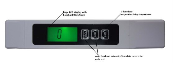 LCD Digital TDS Meter Tester 0-9999μS Conductivity 3-5 Minutes Auto Shut Off